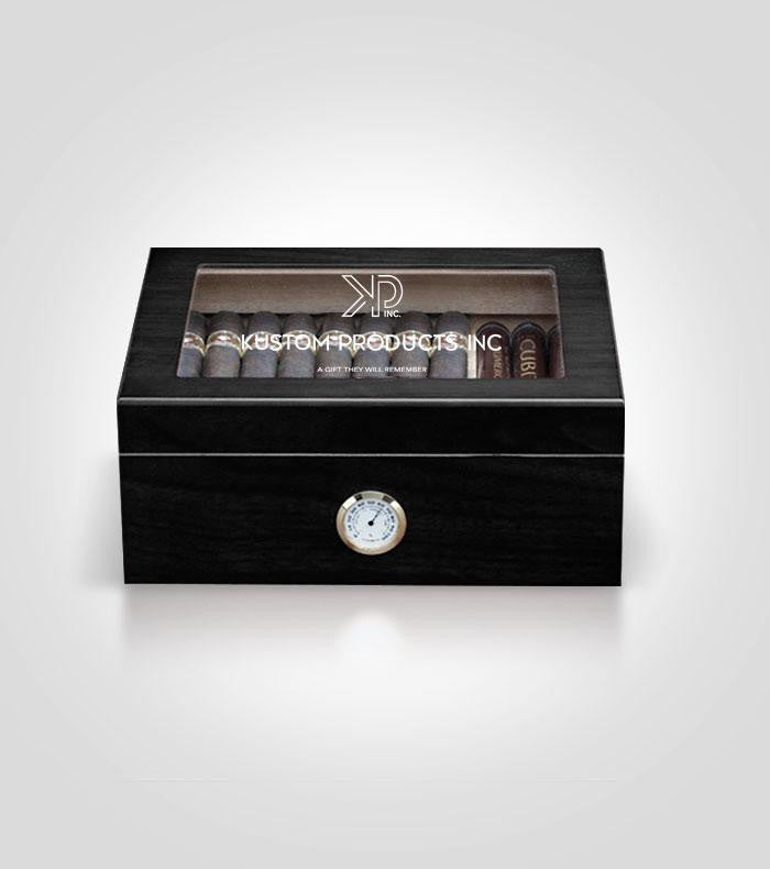 Large Black Humidor | Custom Image