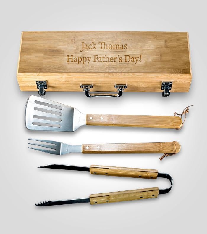 Bamboo BBQ Set | Personalized Grill Set | Kustom Products Inc